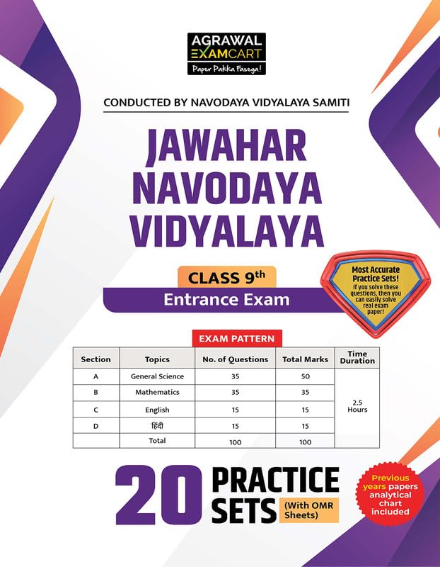 Examcart Jawahar Navodaya Vidyalaya JNV Class 9 Entrance Exam 2026 ...