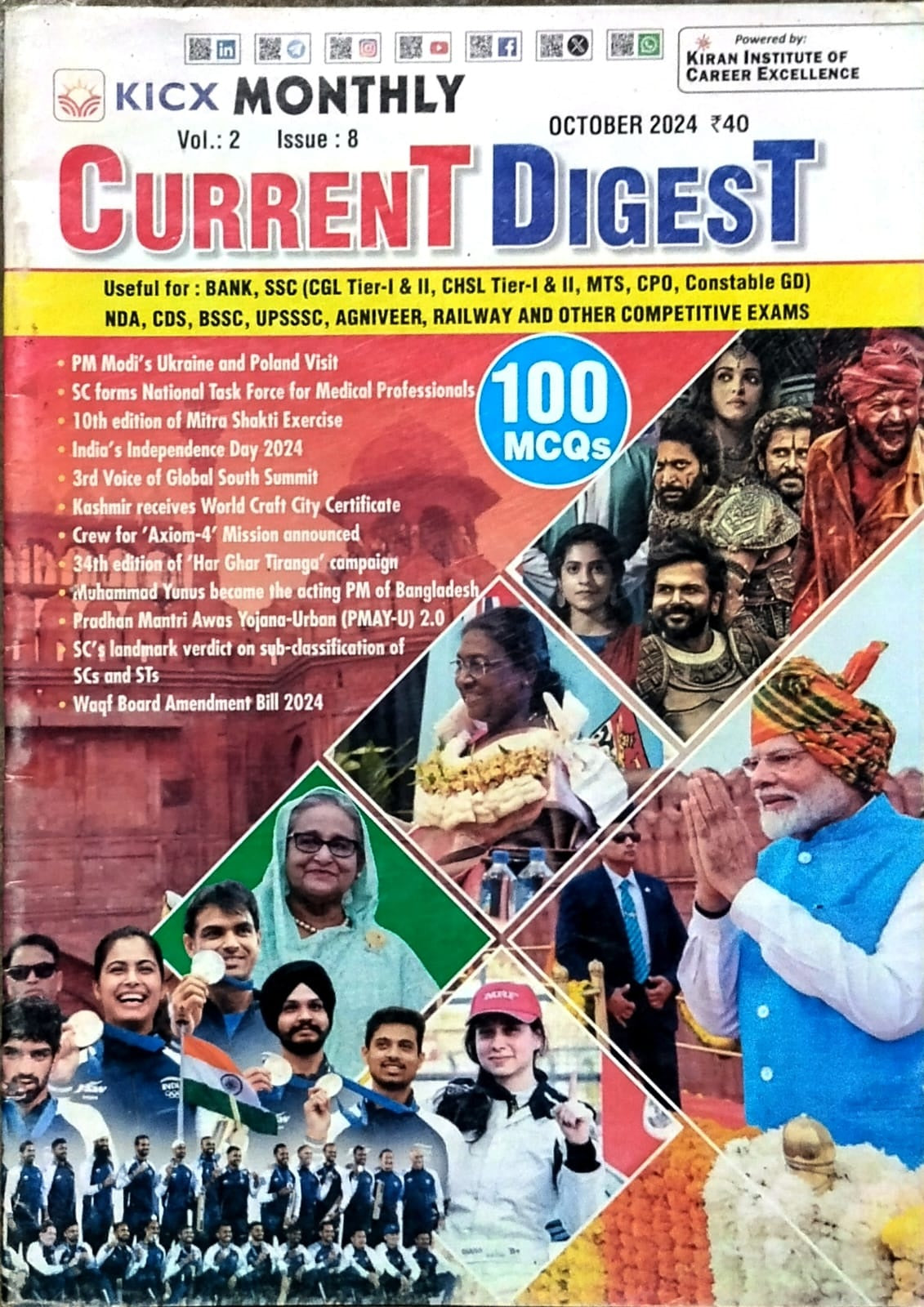 Kicx Monthly Current Affairs Digest October 2024 English Monthly Magaz ...