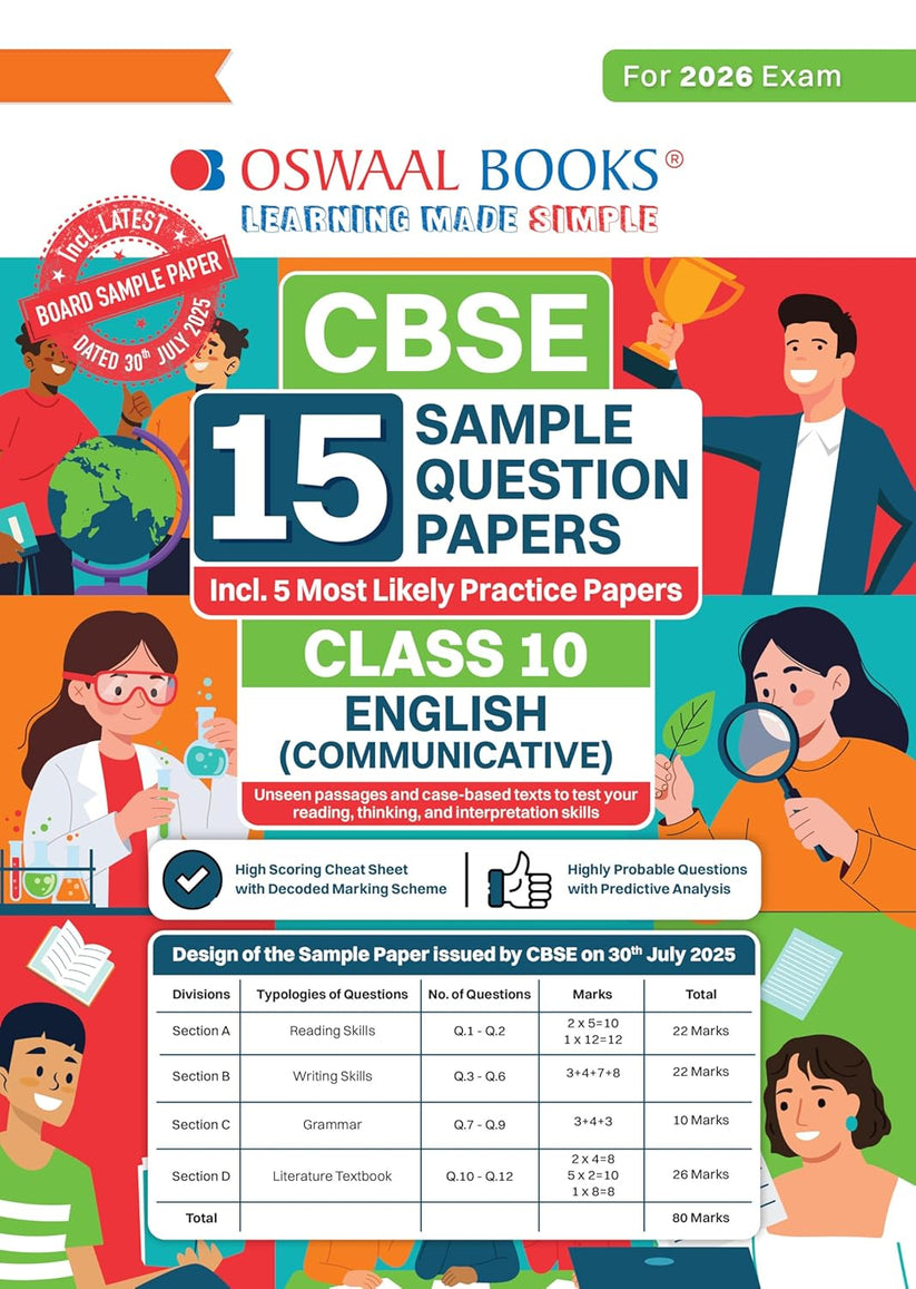 Oswaal CBSE 15 Sample Question Papers Class 10 English Communicative ...