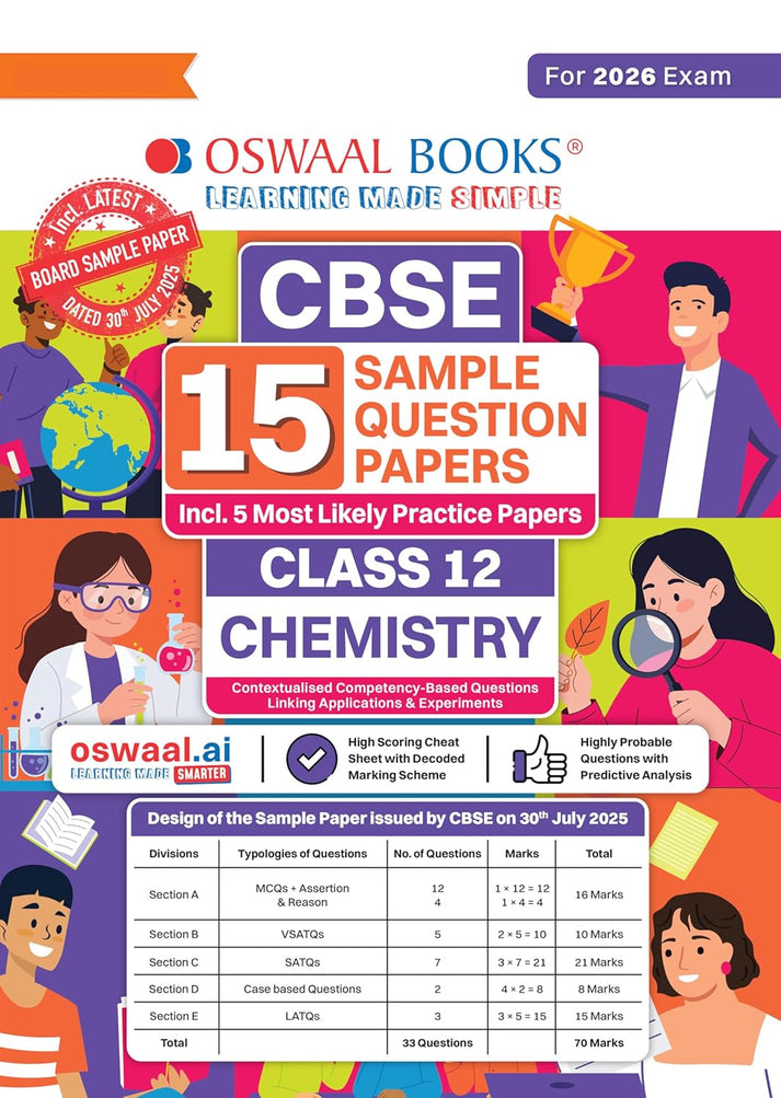Oswaal CBSE 15 Sample Question Papers Class 12 Chemistry for 2026 Boar ...