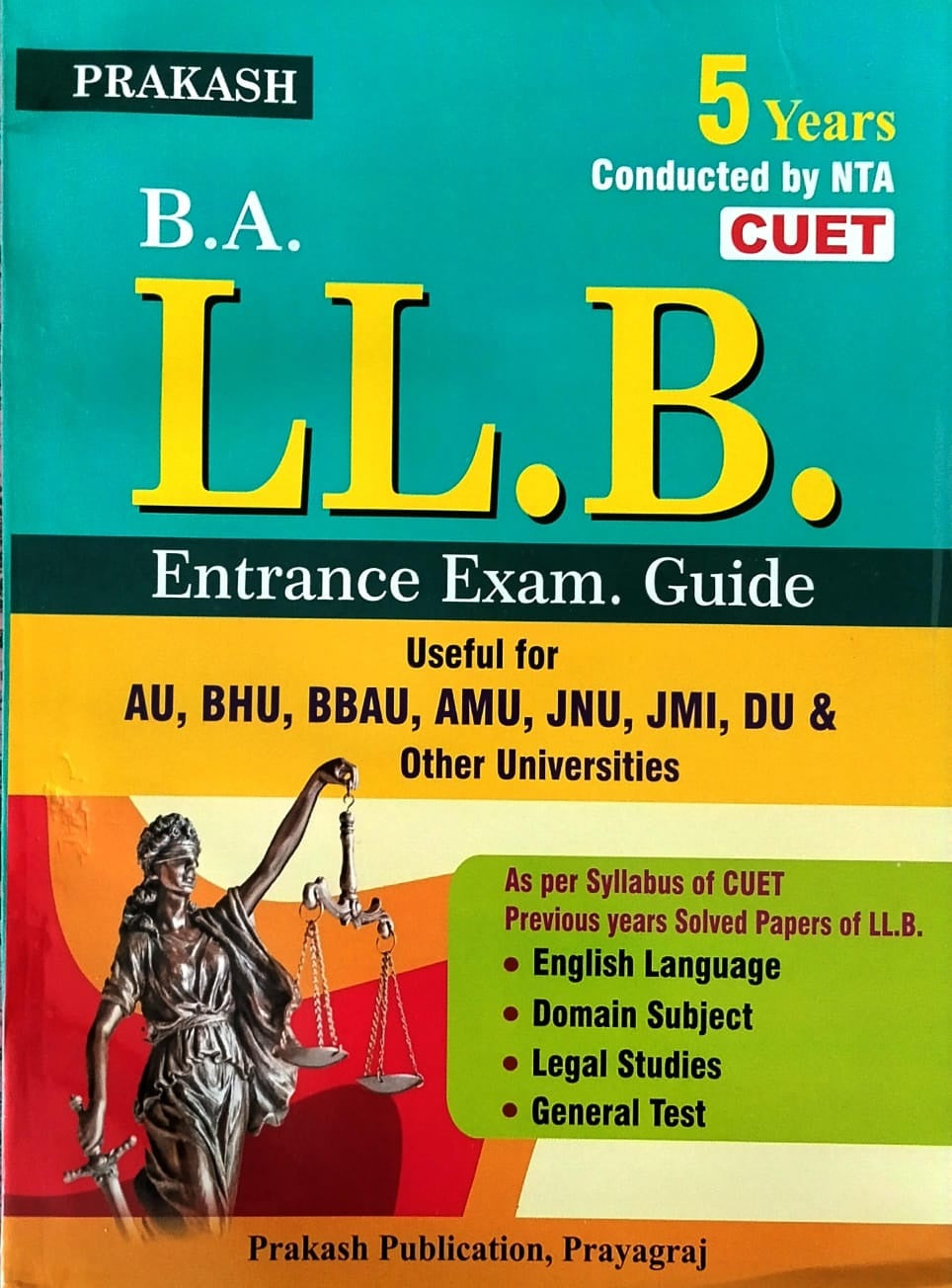 Prakash NTA CUET BA LLB 5 Years Entrance Exam Guide English Medium Use ...
